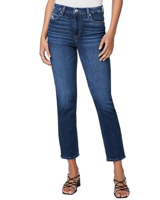 PAIGE Cindy Emotion Distressed Straight Leg Jean in Blue | Lyst UK