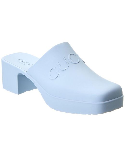 Gucci Logo Rubber Mule in Blue | Lyst