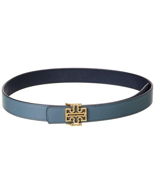 Tory Burch Britten Logo Reversible Leather Belt in Blue | Lyst
