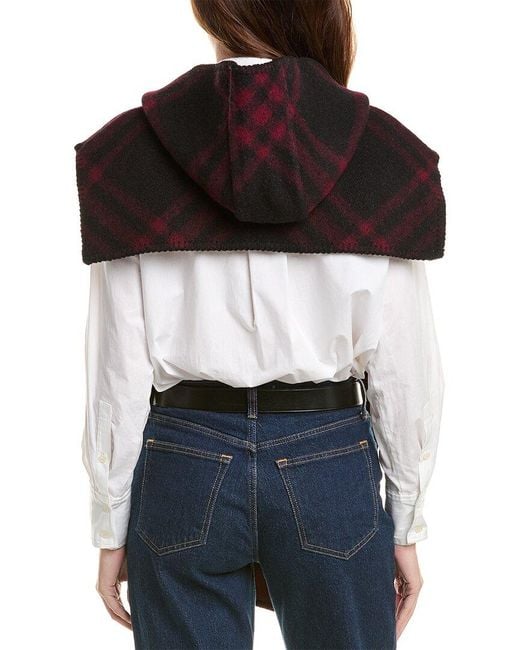 Burberry Check Wool & Leather Cape in Black | Lyst UK