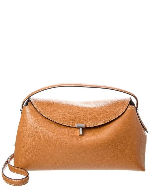 TOTEME T-Lock Top Handle Leather Satchel in Brown | Lyst