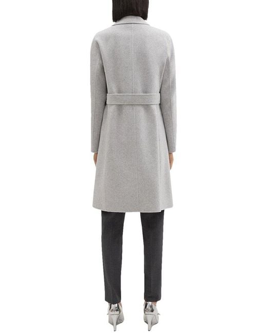 Theory Belt Wool & Cashmere-Blend Coat in Grey | Lyst UK