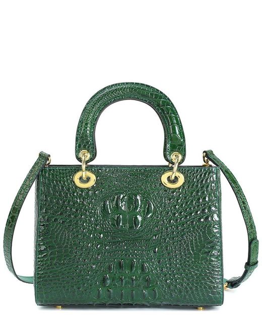 Tiffany & Fred Paris Alligator-Embossed Leather Satchel in Green | Lyst UK