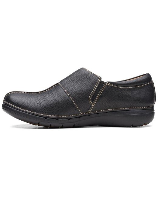 Clarks Un Loop Ave Leather Flat in Black | Lyst