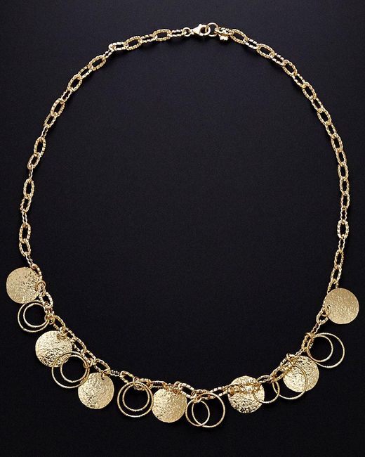 Italian Gold 14K Coin Necklace in Blue | Lyst UK