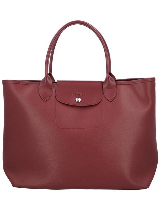 Longchamp Le Pliage City Canvas Long Handle Tote in Red | Lyst
