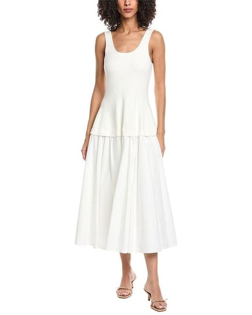 Jonathan Simkhai Silas Knit Bodice Midi Dress in White | Lyst UK