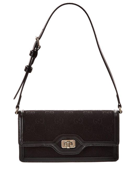Gucci Luce Mini Gg Canvas & Leather Shoulder Bag in Black | Lyst