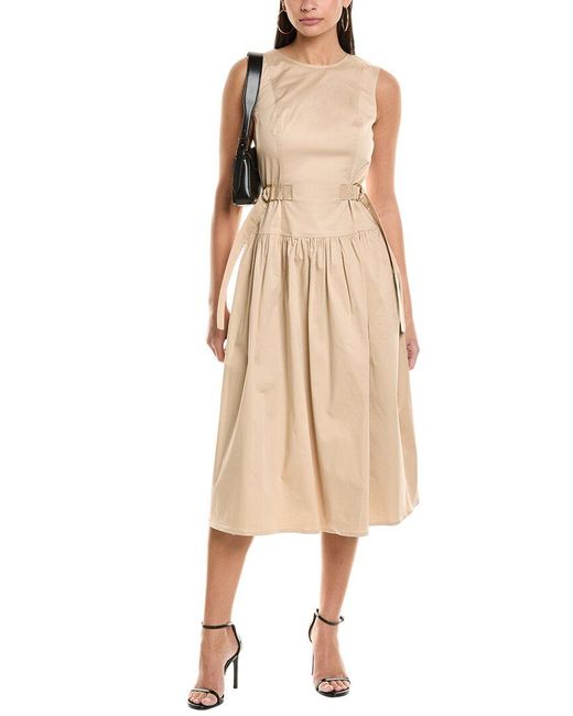 Shoshanna Clark Midi Dress in Natural | Lyst