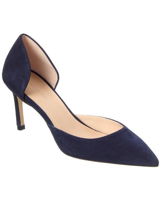 Stuart Weitzman Mara 75 Dorsay Suede Pump in Blue | Lyst UK
