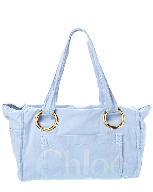 Chloé Plage Large Canvas Tote in Blue | Lyst UK
