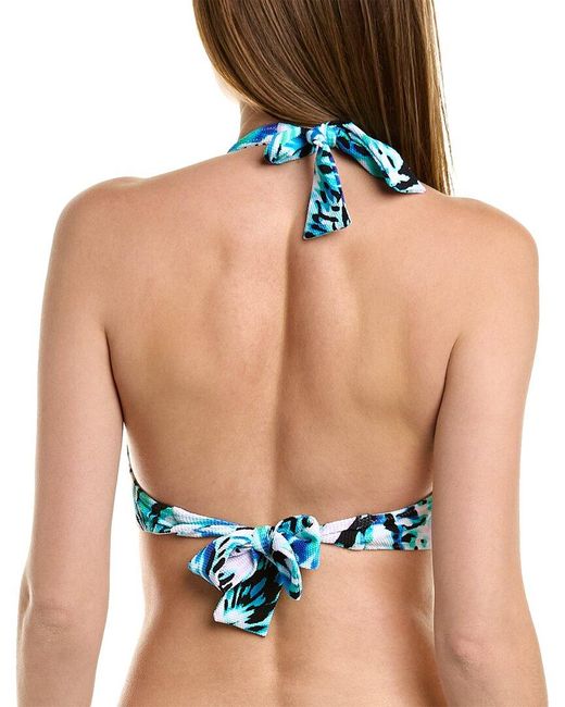 Tommy Bahama Island Cays Monarch Reversible Halter Bikini Top In Blue