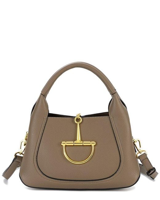 Tiffany & Fred Paris Pebbled Leather Top Handle Shoulder Bag in Brown ...