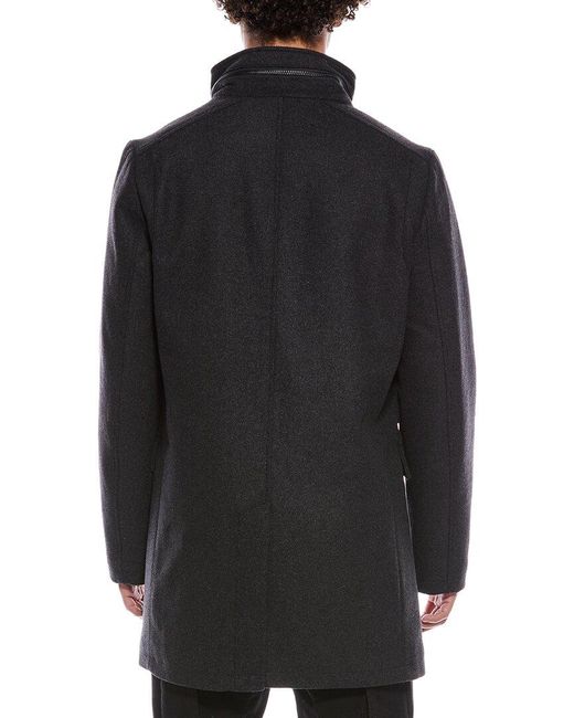 Kenneth Cole Wool-Blend Coat in Black for Men | Lyst UK