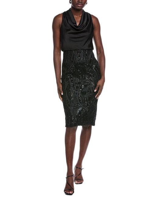 Aidan Mattox Solid Mid Dress in Black | Lyst UK