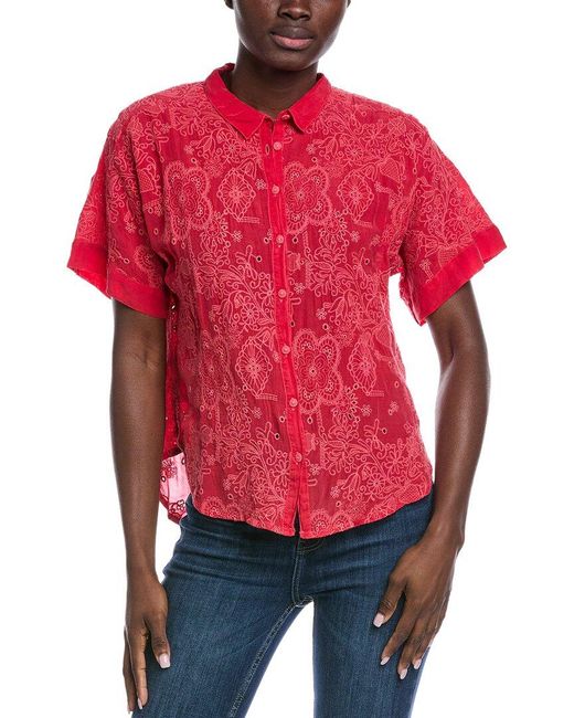 Johnny Was The Audrey Short Sleeve Shirt in Red | Lyst UK