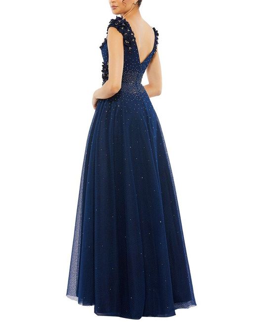 Mac Duggal Floral Applique A Line Evening Gown In Blue Lyst Uk