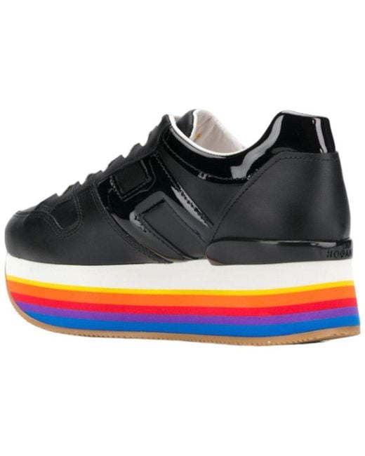 Hogan Rainbow Leather Platform Sneaker in Black | Lyst UK