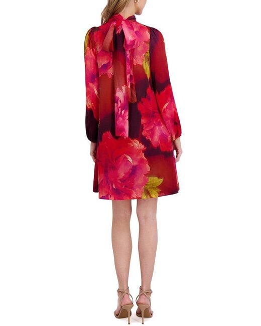 Ted Baker Bow Neck Mini Dress in Red | Lyst UK