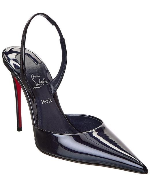 Christian Louboutin Kate Max O Sling 100 Leather Slingback Pump in Blue ...
