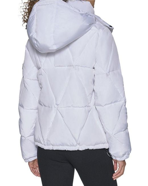 Karl Lagerfeld Diamond Quilted Puffer Coat in Blue | Lyst UK