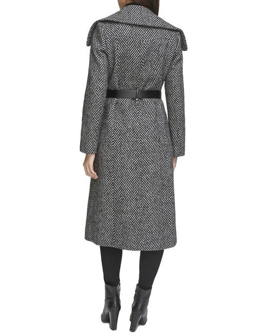 Kenneth Cole Herringbone Coat in Grey | Lyst UK