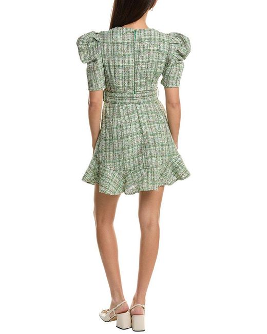 Brook + Lynn Tweed Mini Dress in Green | Lyst