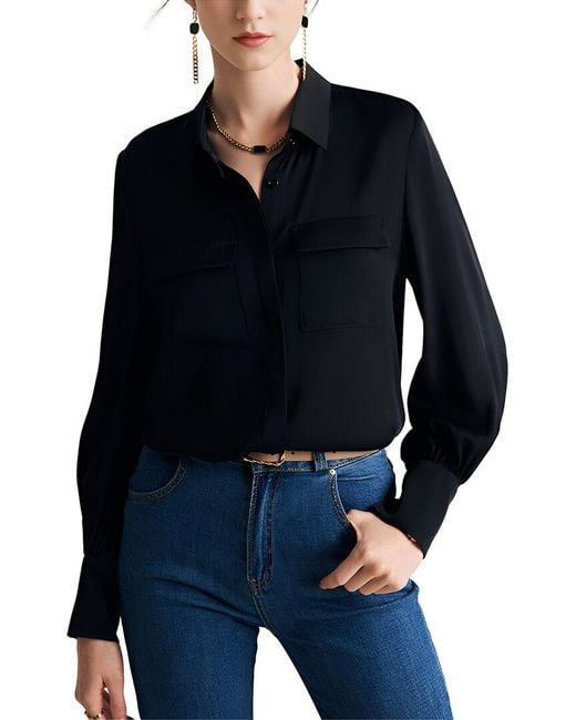 Adele Berto Silk Blouse in Blue | Lyst UK