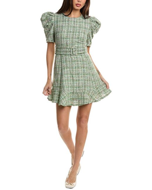 Brook + Lynn Tweed Mini Dress in Green | Lyst