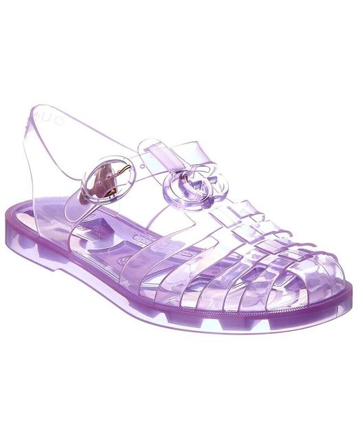 Gucci Double G Rubber Sandal in Purple | Lyst