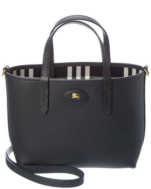 Burberry Bloomsbury Reversible Check Canvas & Leather Tote in Black ...
