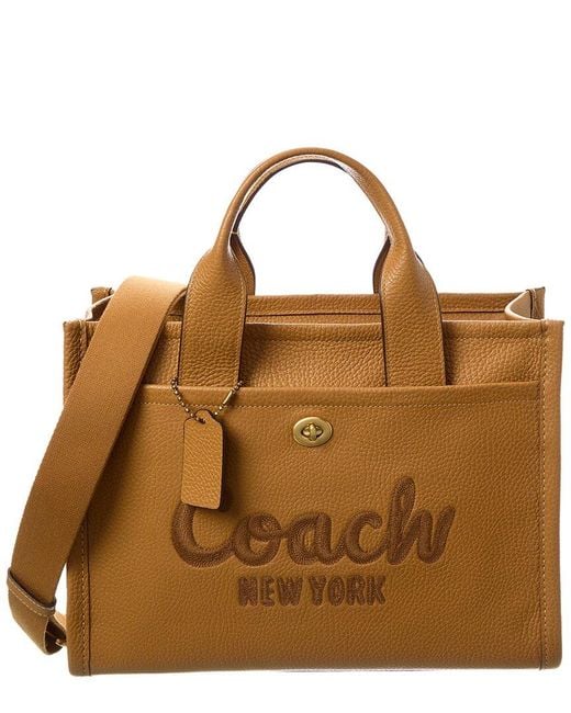 COACH Cargo Leather Tote in Brown | Lyst