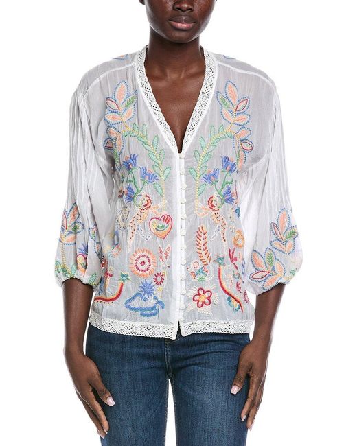 Johnny Was Luna Shirt in White | Lyst UK