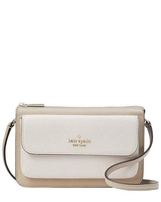 Kate Spade Leila Colorblock Pebbled Leather Small Crossbody in Gray | Lyst