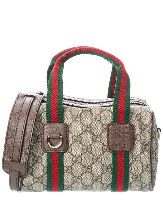 Gucci Mini Gg Supreme Canvas & Leather Shoulder Bag in Brown | Lyst UK