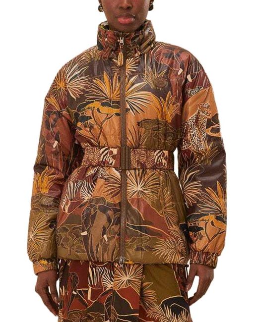 FARM Rio Savana Dream Reversible Puffer Jacket in Brown | Lyst UK