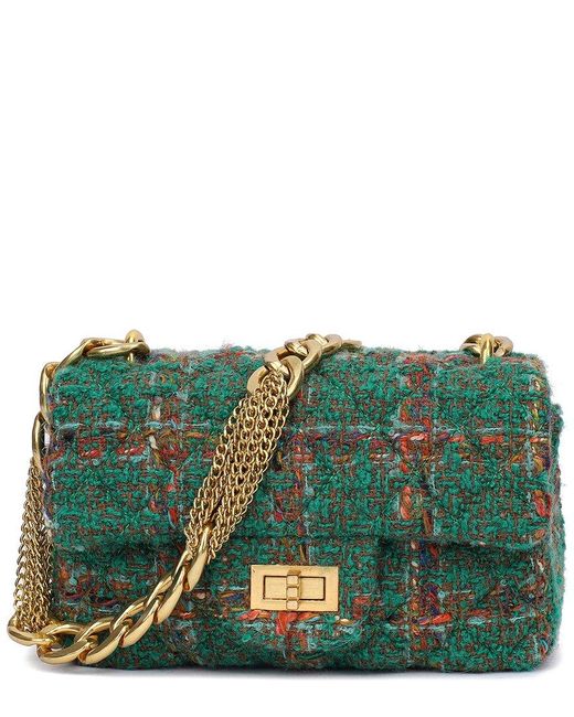 Tiffany & Fred Paris Wool & Leather Crossbody in Green | Lyst