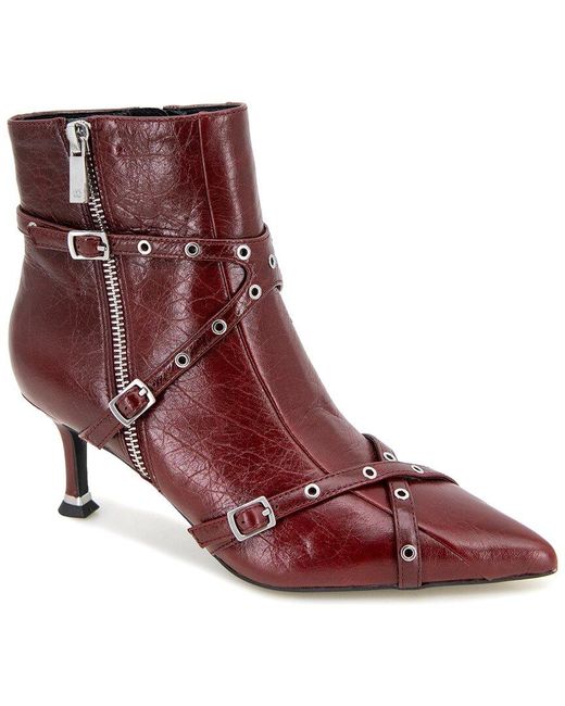 Kenneth Cole Umi Biker Bootie Leather Bootie in Red | Lyst