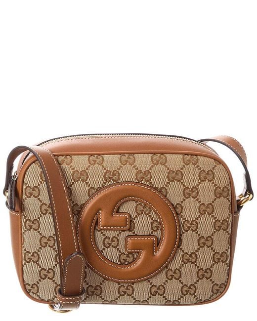 Gucci Blondie Mini Gg Canvas & Leather Camera Bag in Brown | Lyst
