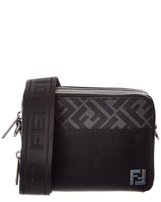 Fendi Squared Ff & Leather Camera Case Organizer in Black | Lyst UK