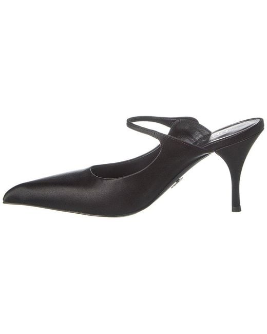 Prada Satin Pointy-Toe Mule in Black | Lyst