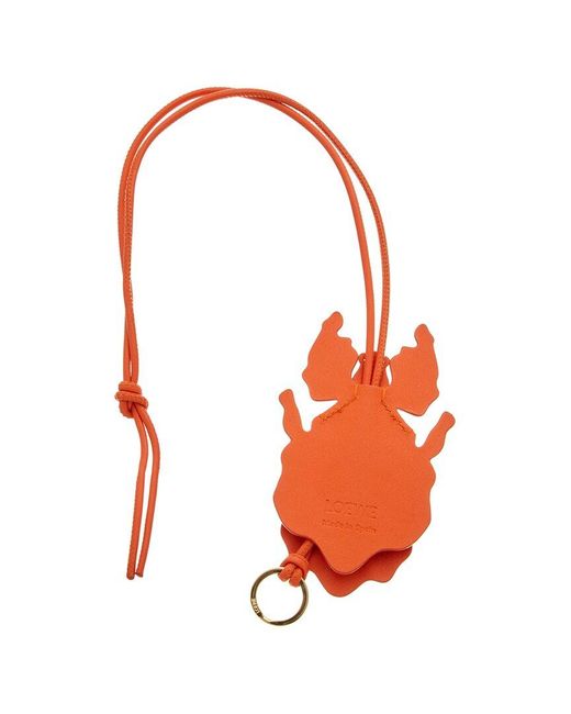 Loewe Leaf Insect Leather Keyfob Charm in Orange | Lyst UK