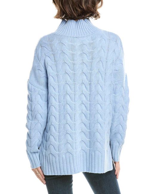 Forte Luxe Cable Funnel Neck Cashmere Sweater in Blue | Lyst UK