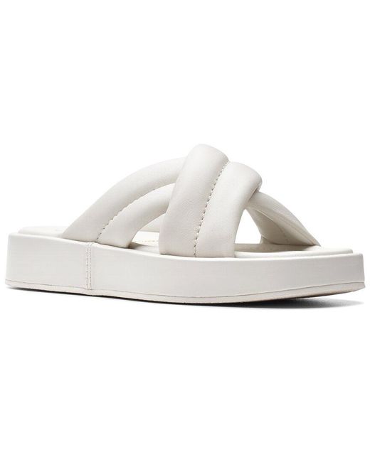 Clarks Alda Glide Leather Sandal in White | Lyst