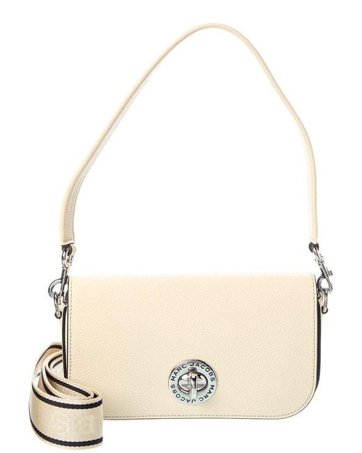 Marc Jacobs Signet Turnlock Leather Shoulder Bag in Natural | Lyst
