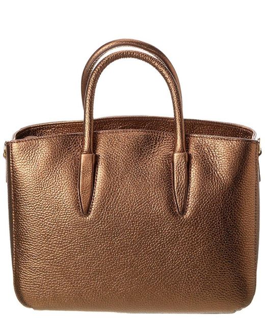 Persaman New York Renee Metallic Leather Satchel In Brown Lyst