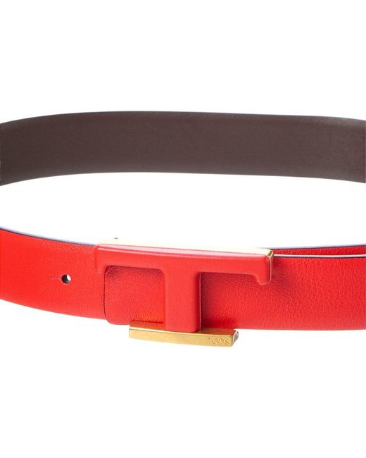 Tod's Reversible Leather Belt in Red | Lyst UK