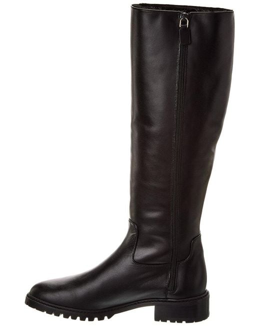 Stuart Weitzman Cozy City Zip Leather To-The-Knee Boot in Black | Lyst