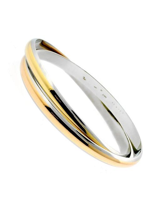 Cartier 18K Two-Tone Interlocking Bangle (Authentic Pre-Loved) in White ...
