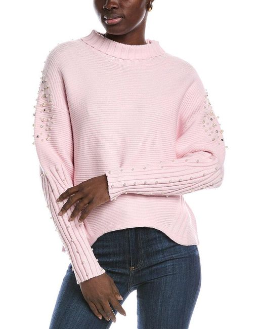 Gracia Beaded Sweater in Pink | Lyst